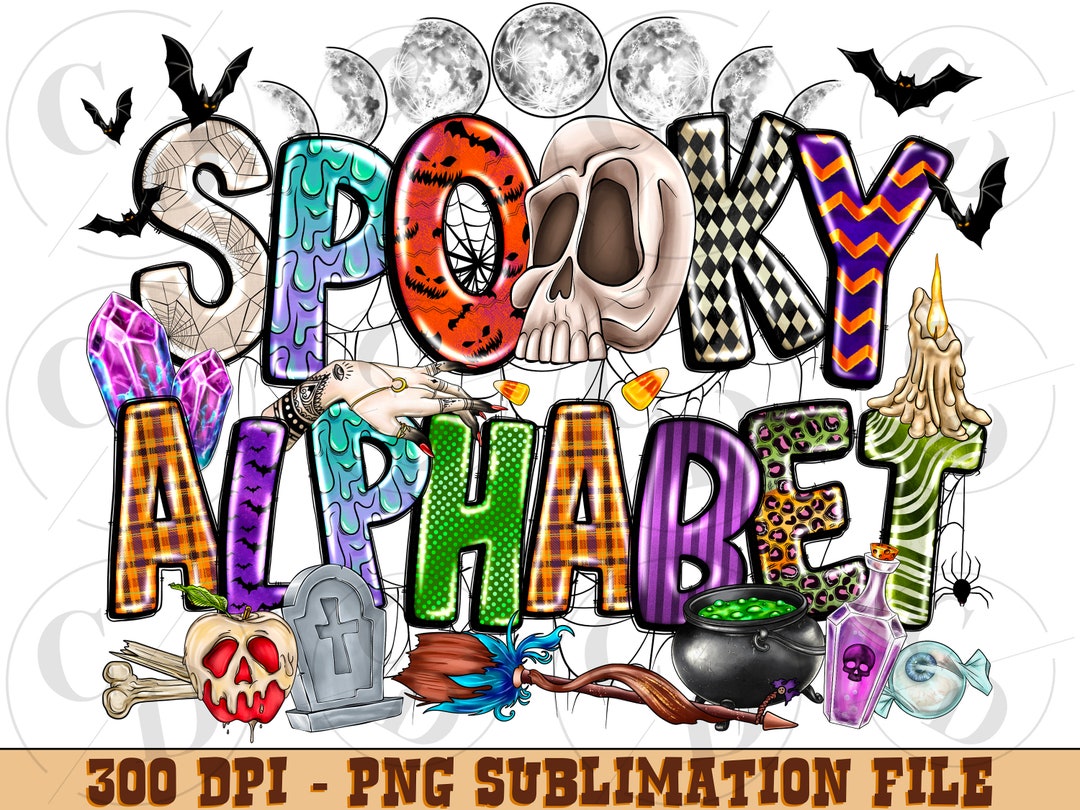 Halloween Alphabet Png File, Halloween Png, Alphabet Png, ABC, Spooky ...