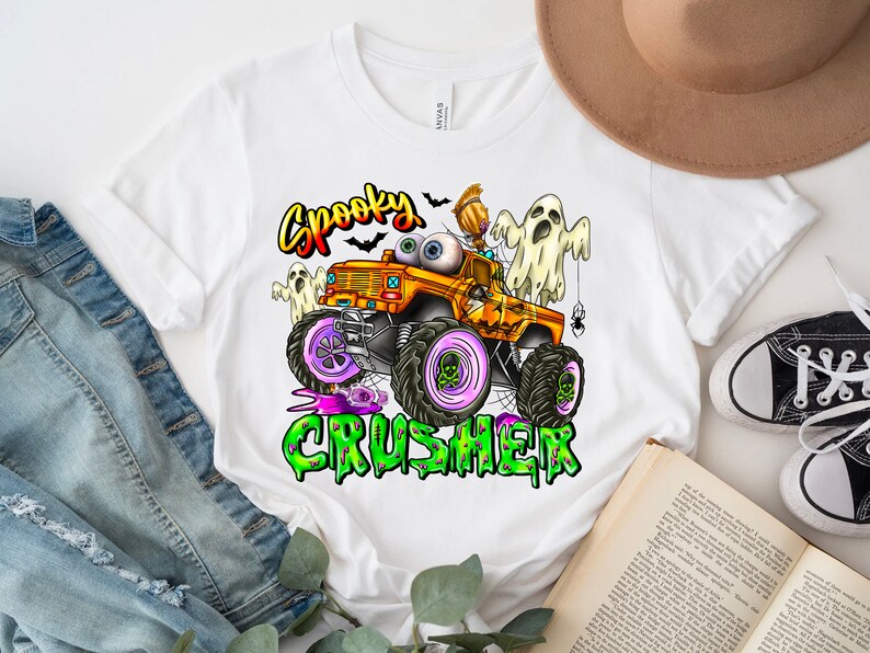 Spooky Ghost Monster Truck PNG, Halloween Crusher Sublimation (digital ...