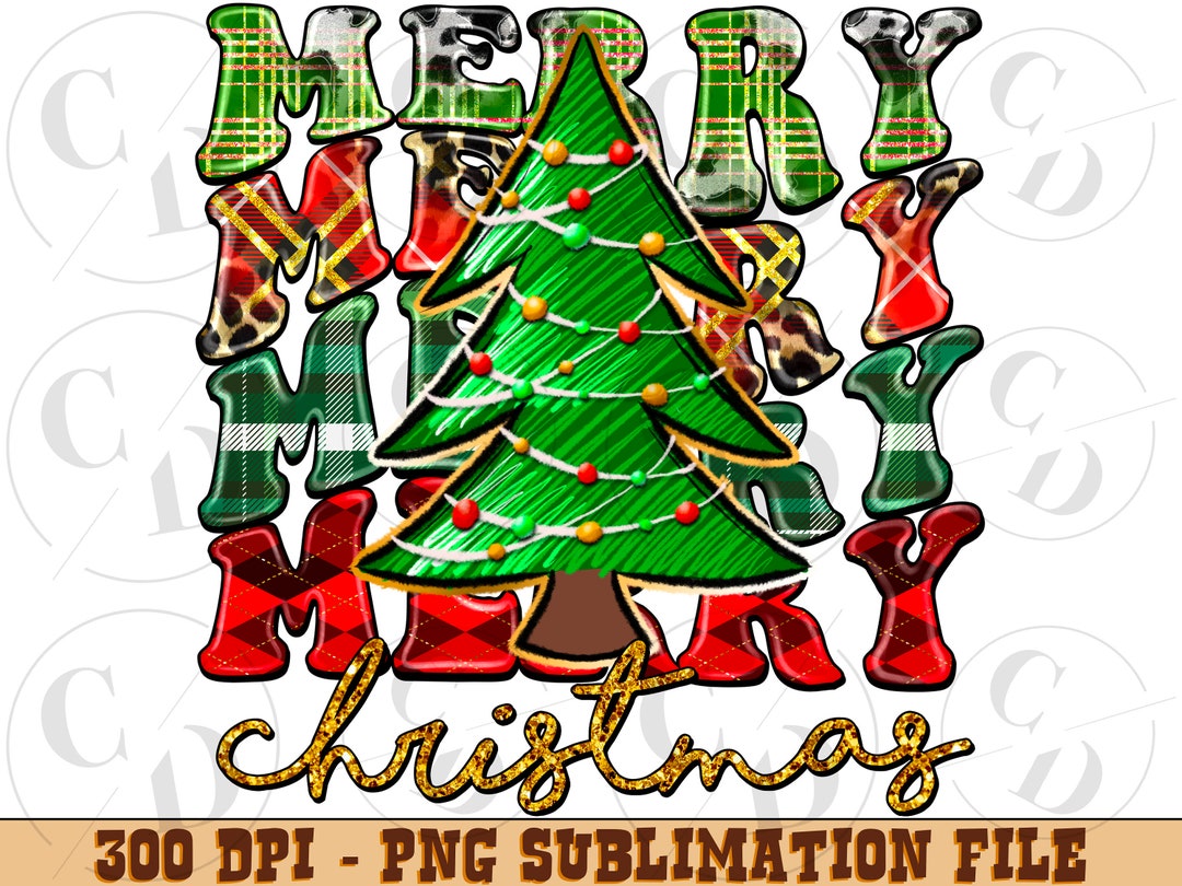 Merry Christmas Trees PNG, Sublimation Design, Digital Download ...