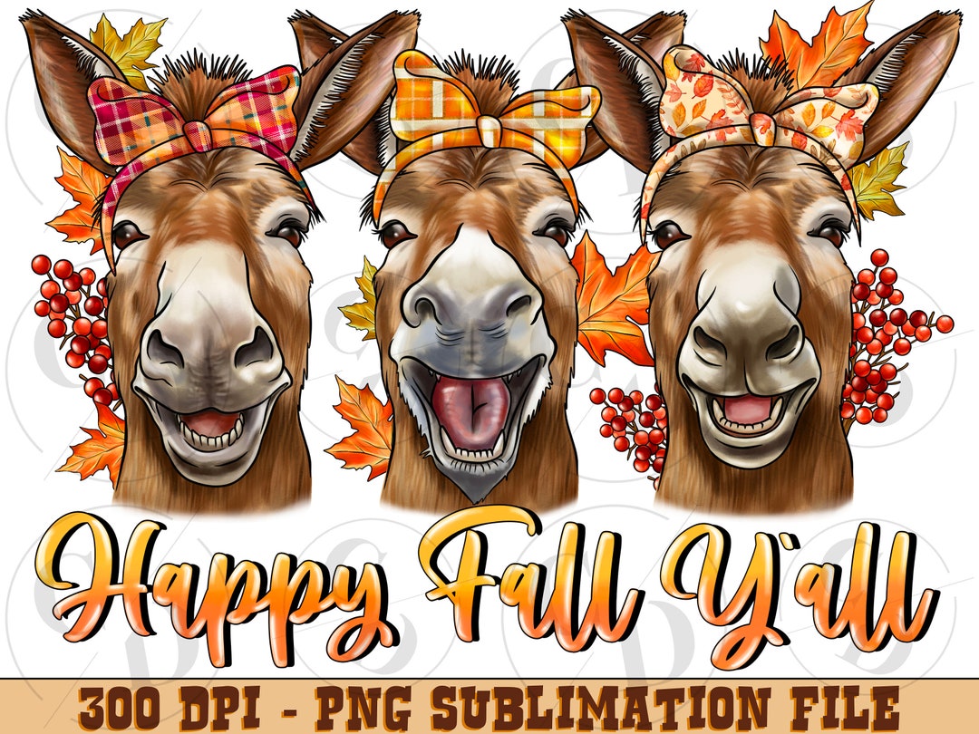 Happy Fall Donkeys Pig Png Sublimation Design, Fall Png, Fall Vibes Png ...