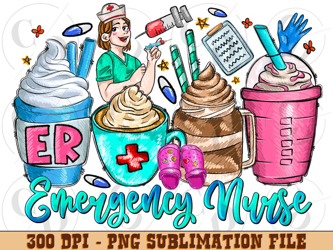 Emergency Nurse Coffee Cups PNG, ER Tech Sublimation Design (digital ...