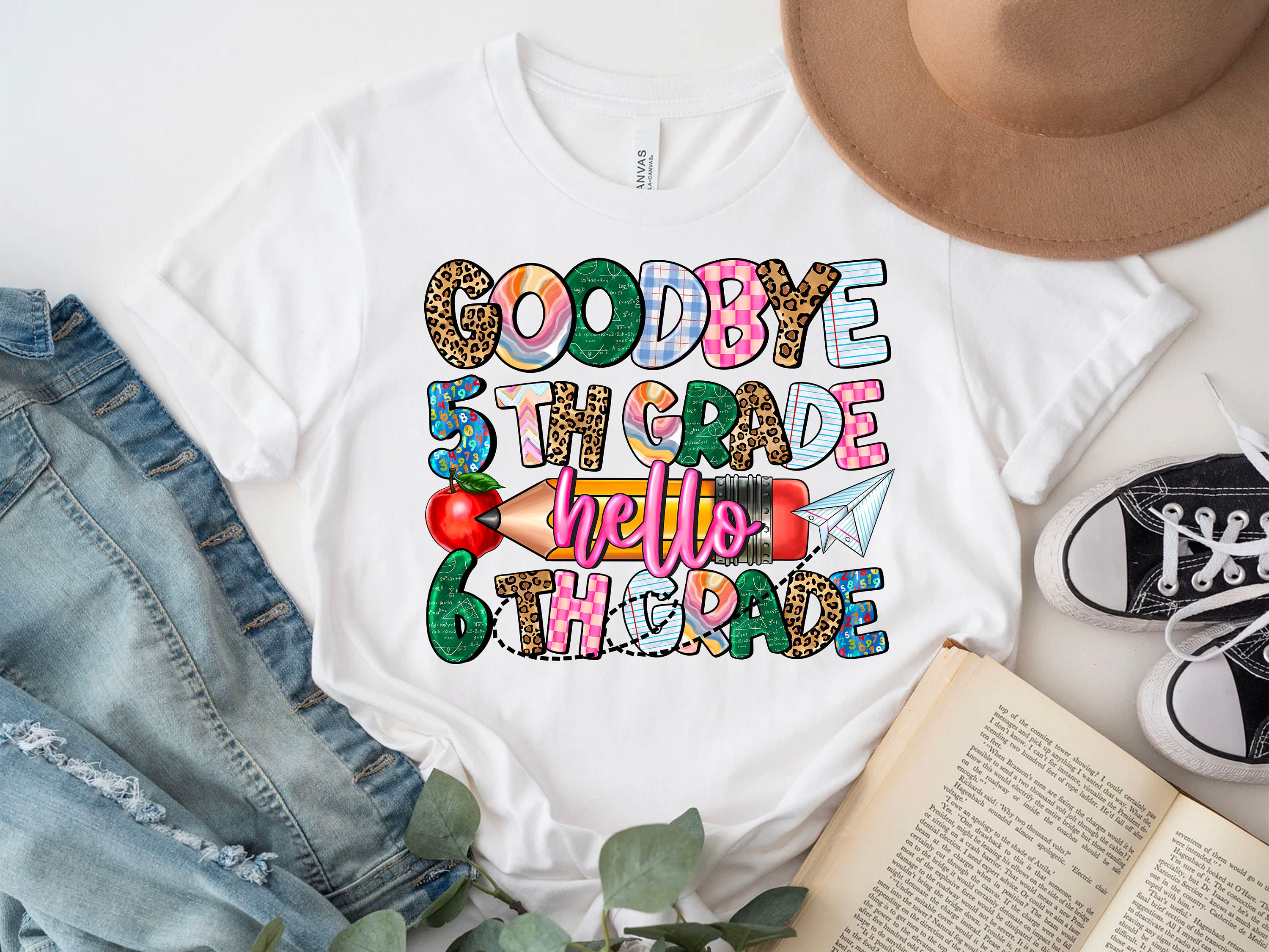 Goodbye 5th Grade, Hello 6th Grade PNG, Sublimation Design (digital ...