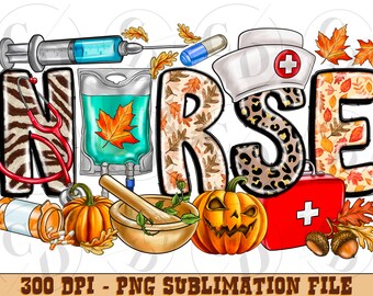 Nurse With Fall Element Png Sublimation Design, Nurse Png, Hello Fall ...