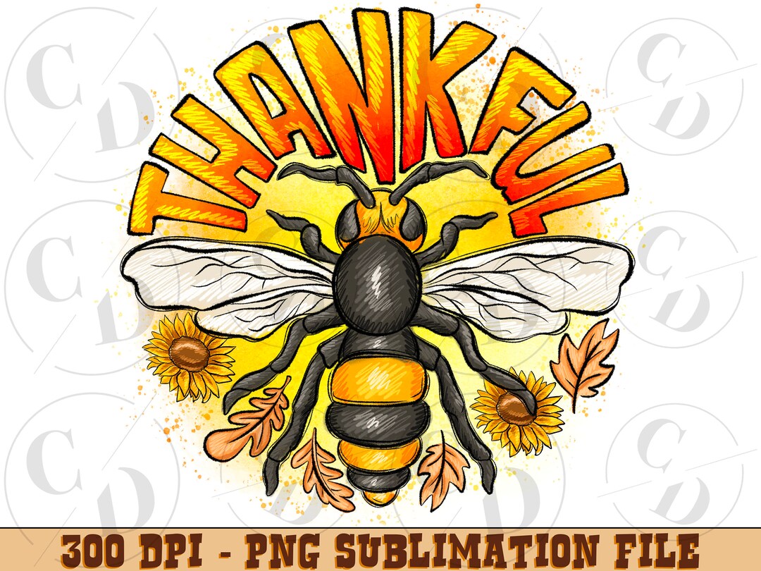 Thankful Bee Thanksgiving PNG, Autumn Pumpkin Design (digital Download ...