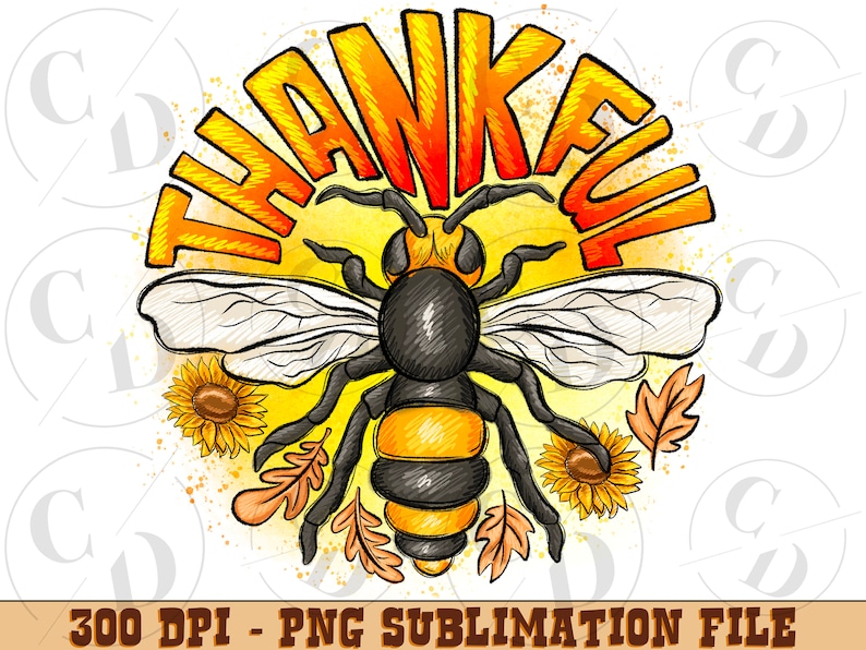 Thankful Bee Png Pumpkin Bee Png Thanksgiving Png - Etsy