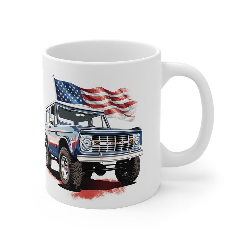 Ford Bronco Coffee Mug, Retro American Flag Design - Etsy