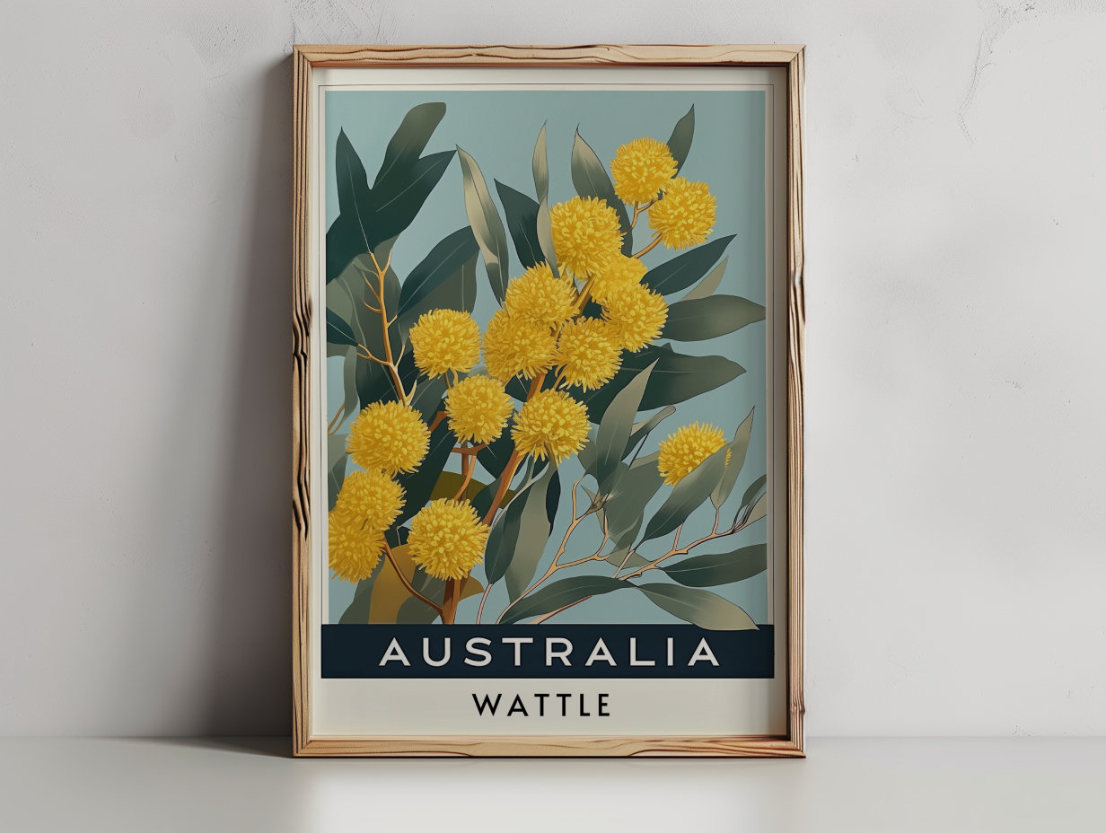 Vintage Australian Flower Poster Set: Banksia, Wattle, Waratah (digital ...