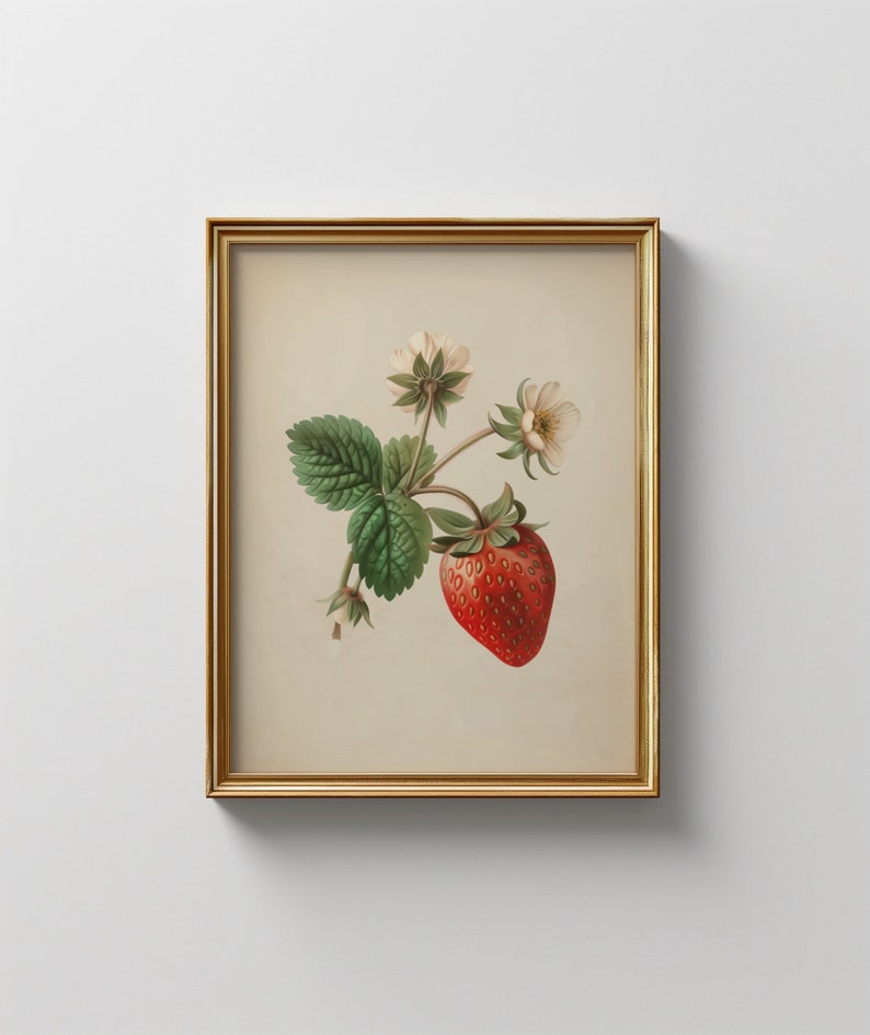 Vintage Fruit Collection Set of Three Botanical Strawberry Raspberry ...