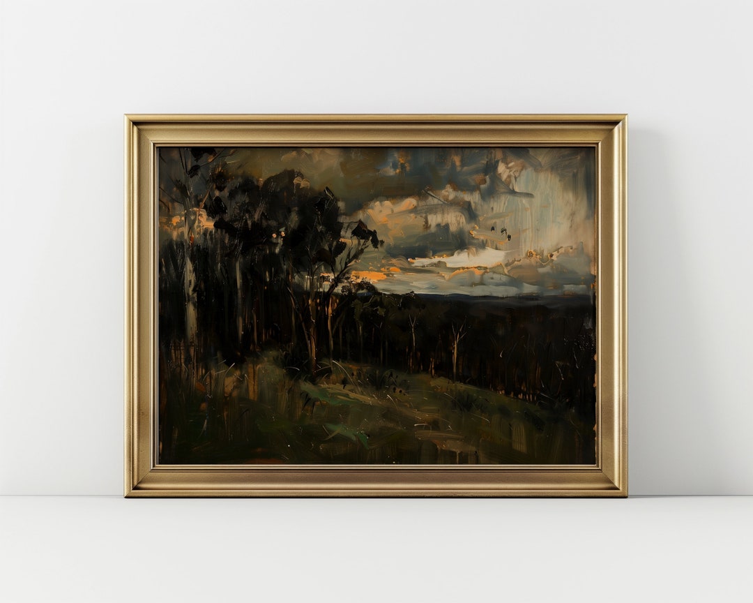 Vintage Australian Bush Landscape Print: Moody Rustic Oil Painting ...