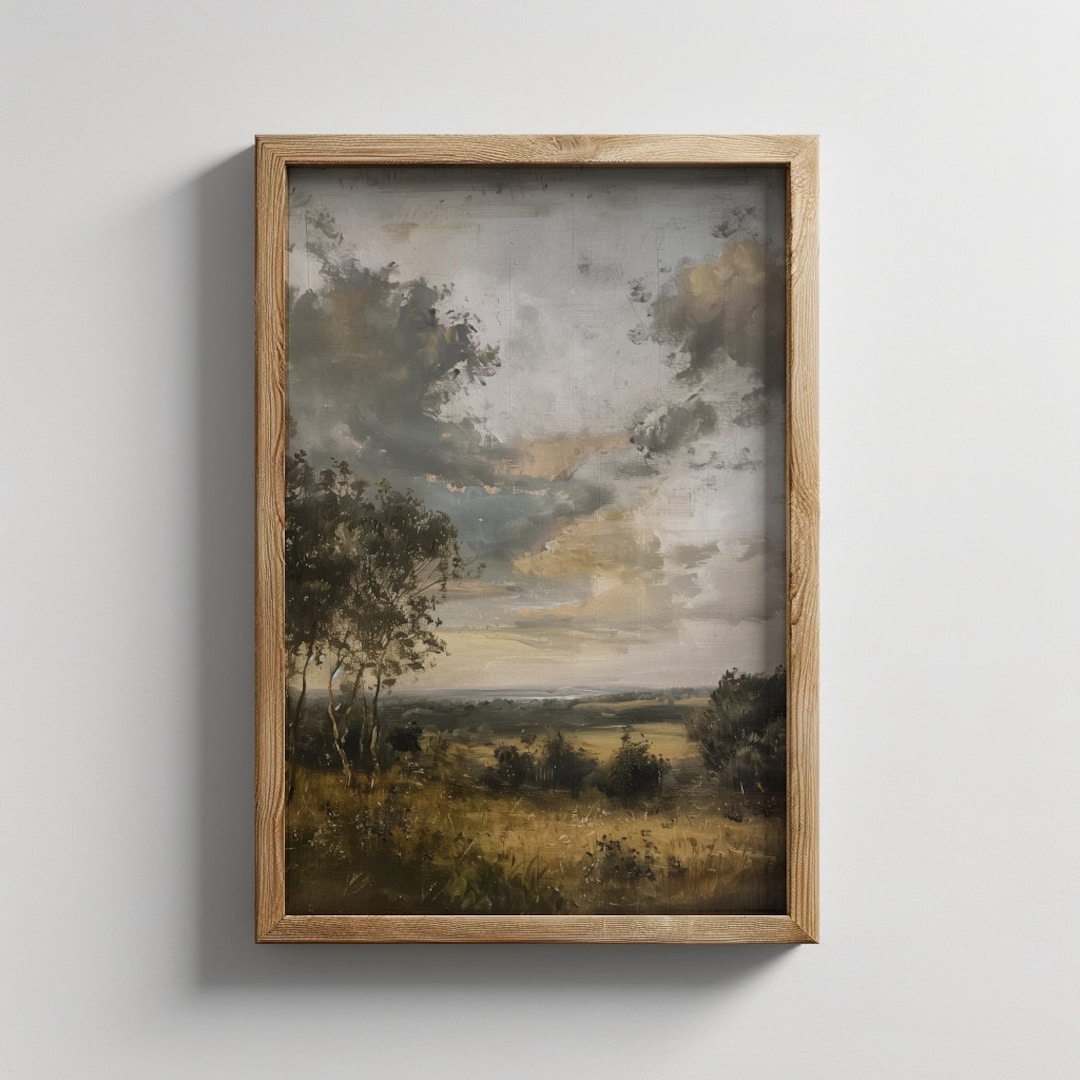 Vintage Australian Bush Landscape Digital Download Dark Moody Clouds ...
