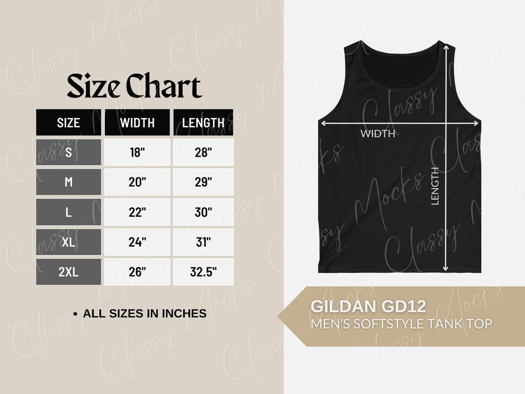 Gildan GD12 Size Chart Sizing Guide for Men's Softstyle - Etsy
