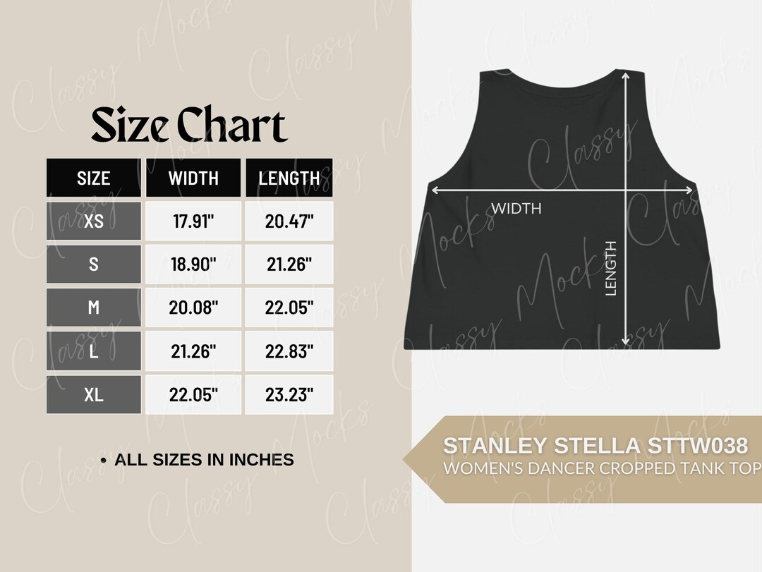 Stanley Stella STTW038 Size Chart Sizing Guide for - Etsy