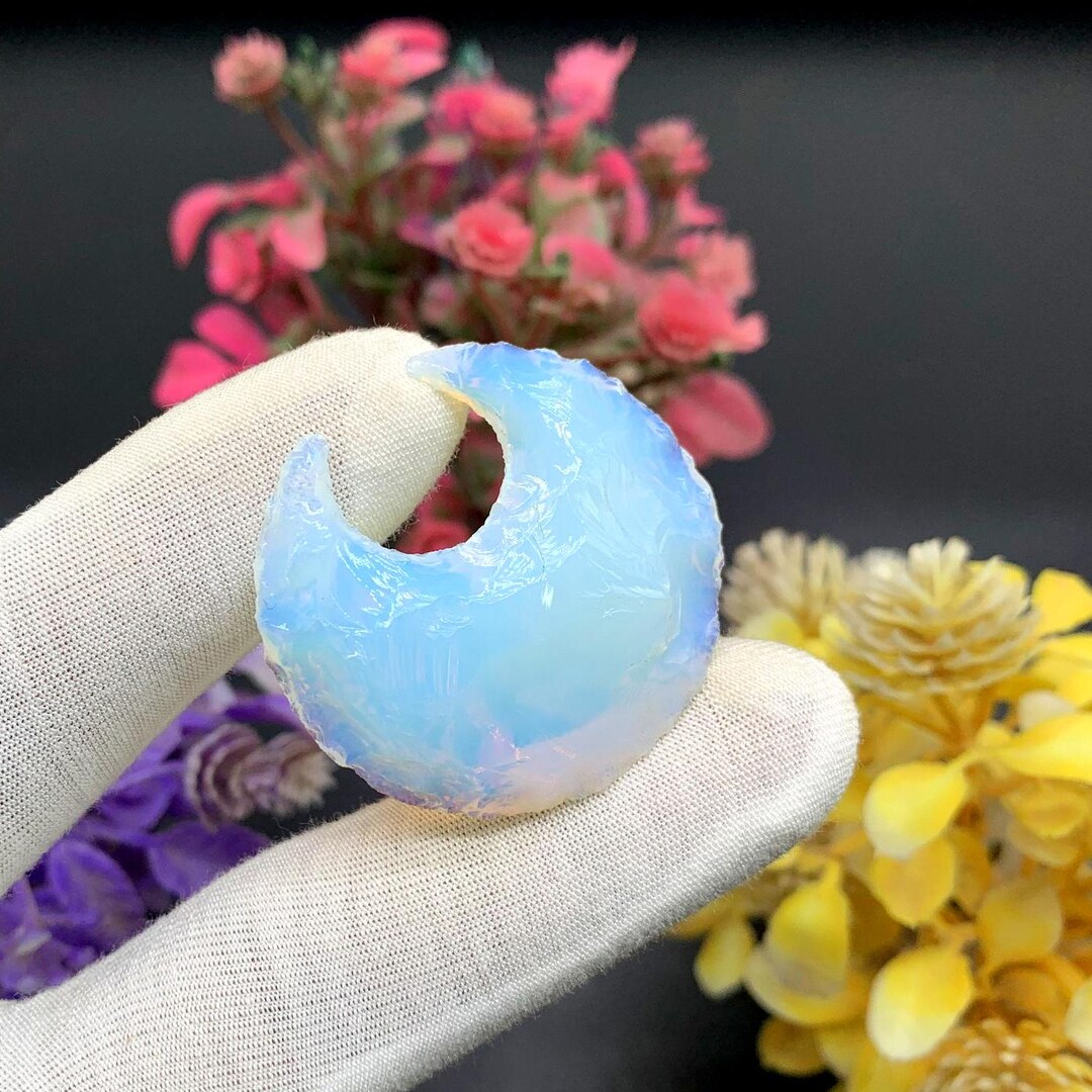 Natural Opalite Moon Crystal Healing Stone Crescent Moon Shape Cabochon ...