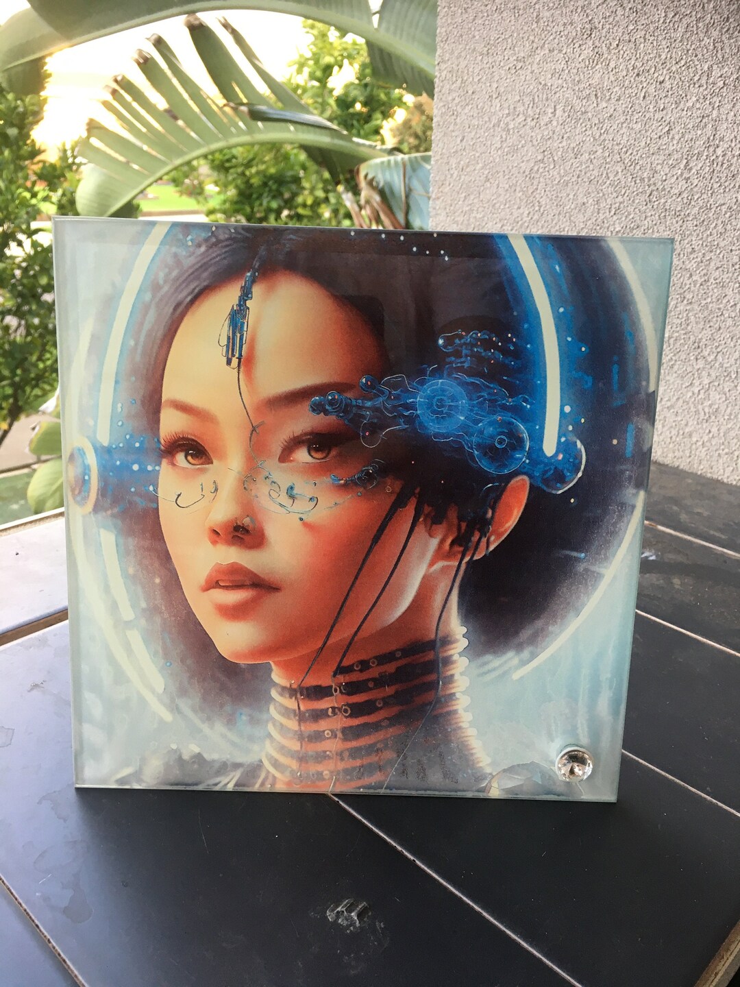 Wall Art Living Room Futuristic Women Glass Display Tile Photo Tile ...