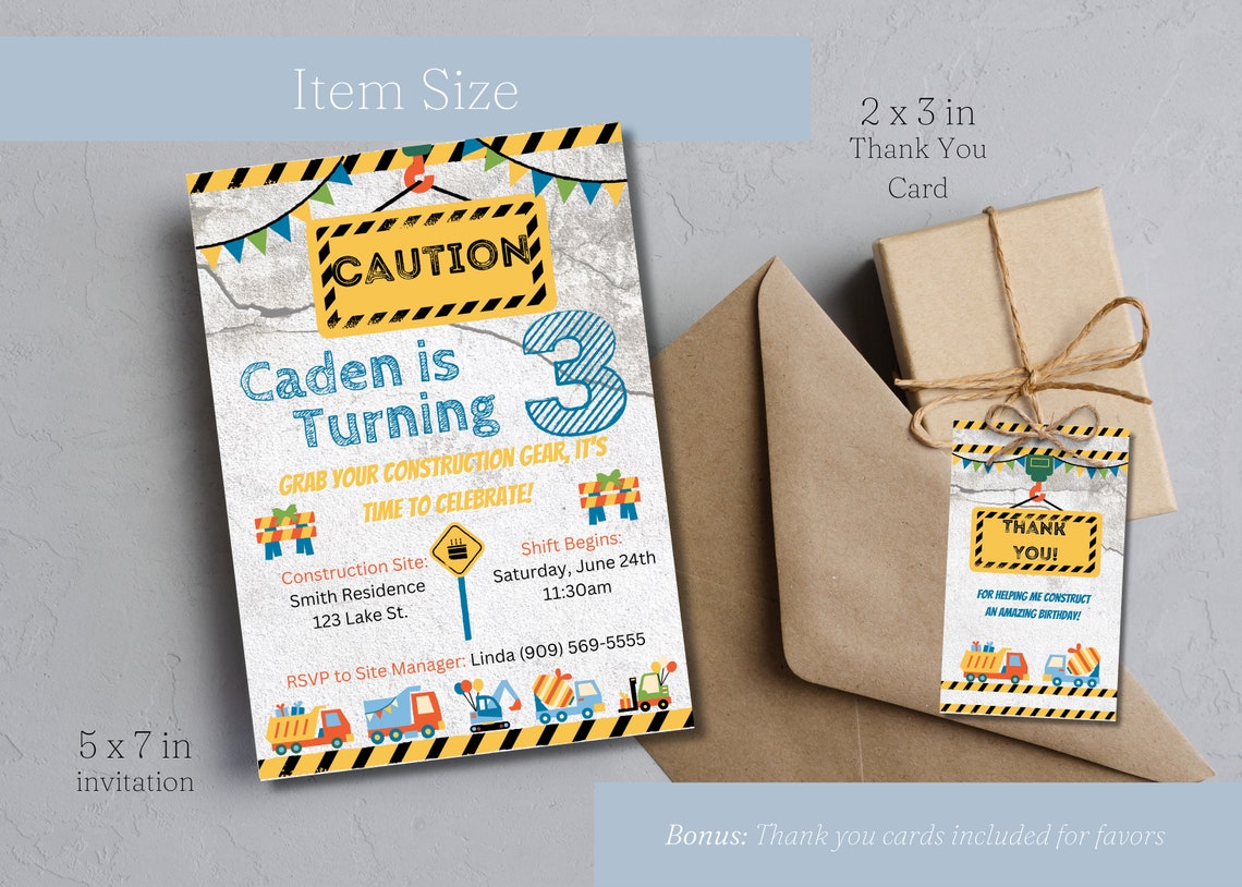 Construction Party Invitation for Kids Construction Birthday Party ...