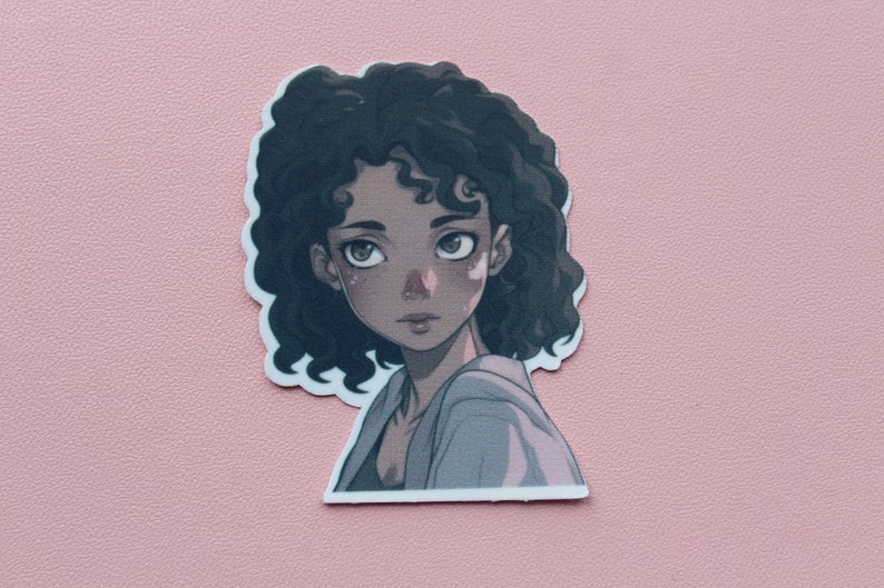 Curly Hair Anime Girl Sticker Aesthetic Waterproof Die Cut - Etsy