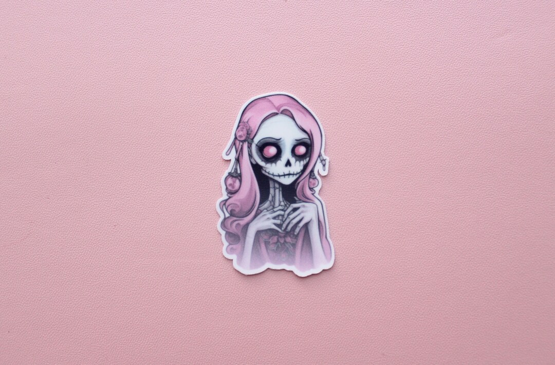 Pink Corpse Bride Sticker, Horror Aesthetic Waterproof Decal Sticker ...