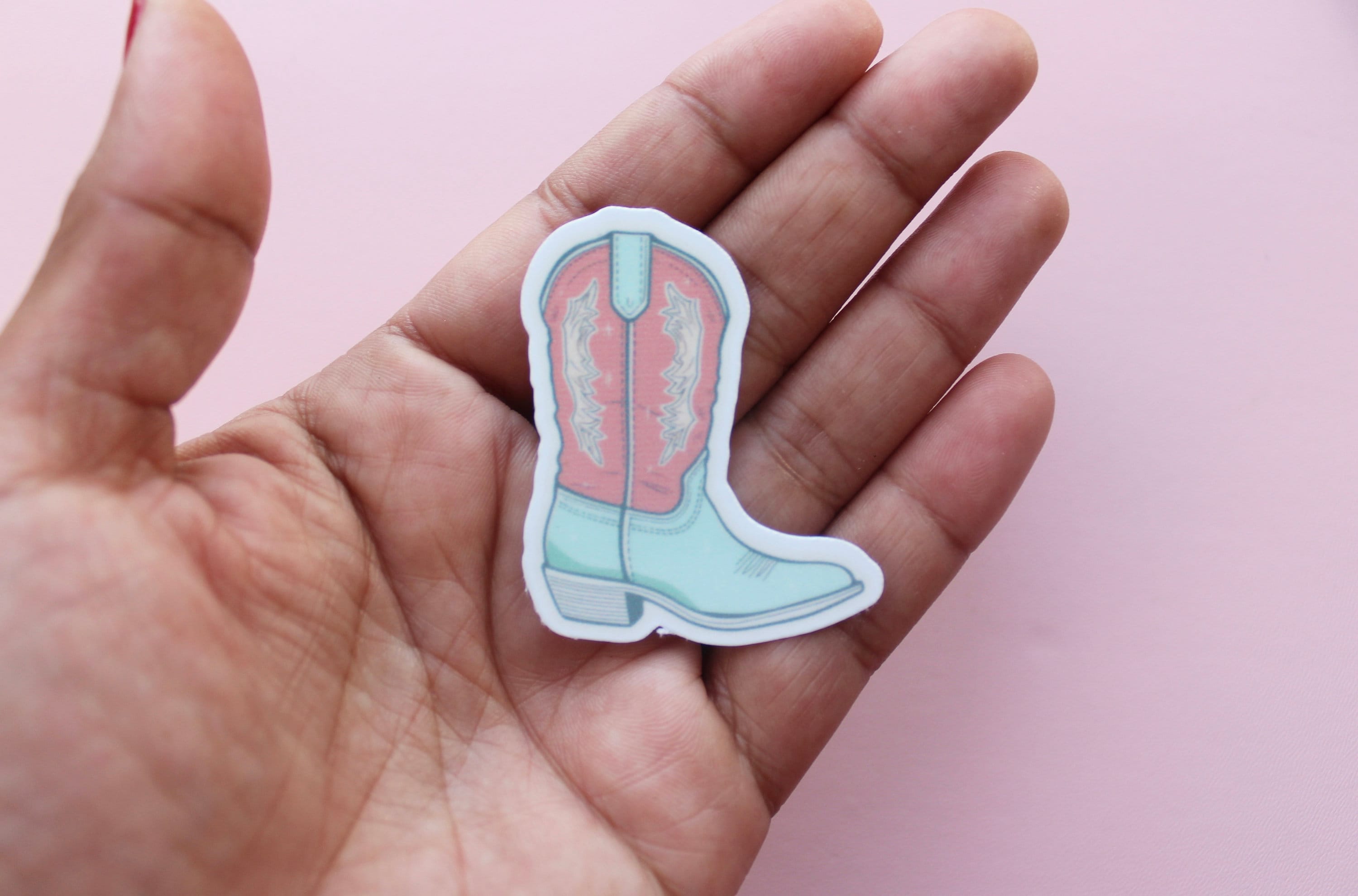 Cowboy Boot Sticker Aesthetic Waterproof Die Cut Sticker Any - Etsy