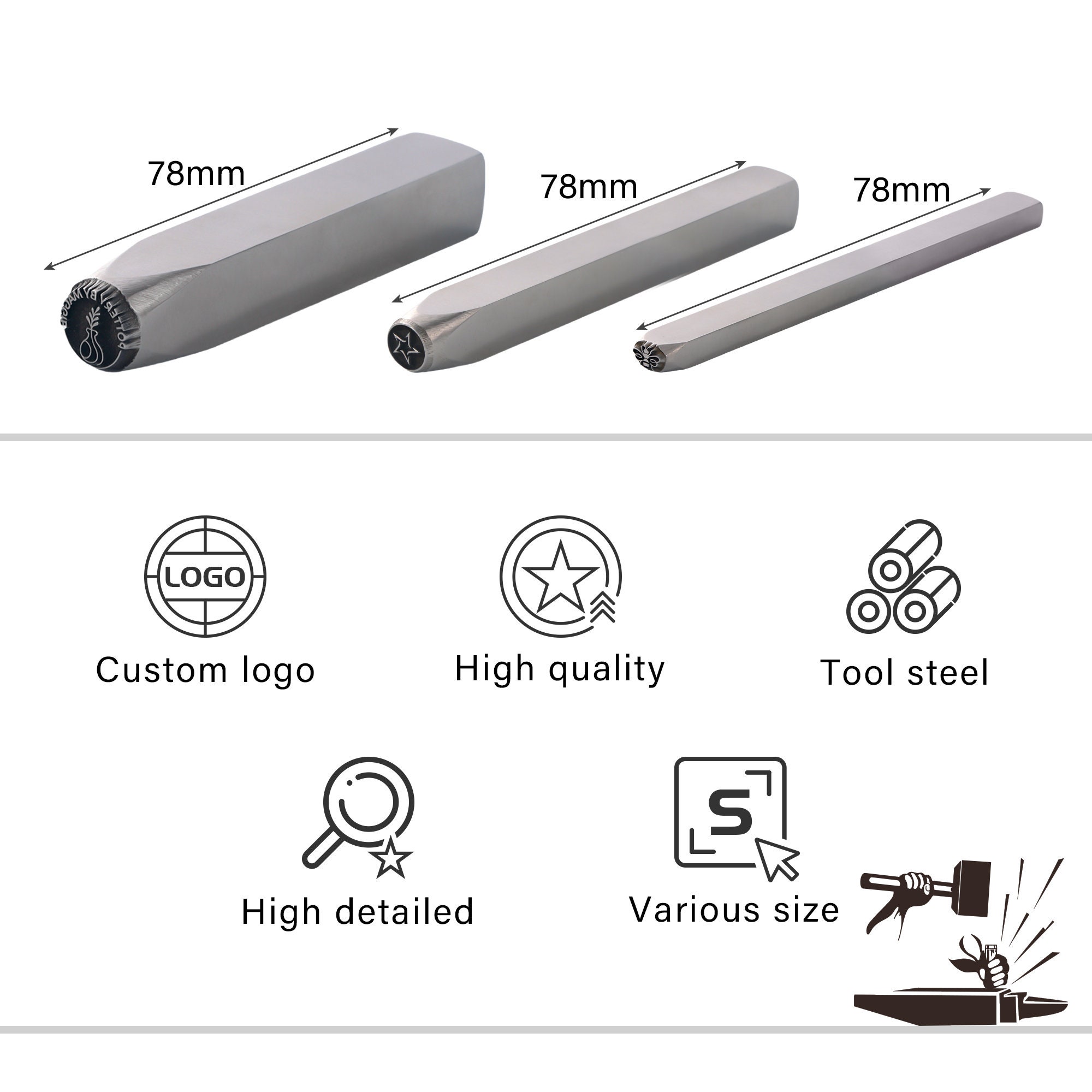 Custom Metal Stamps, Metal Stamping, Metal Die, Blacksmith Stamp ...