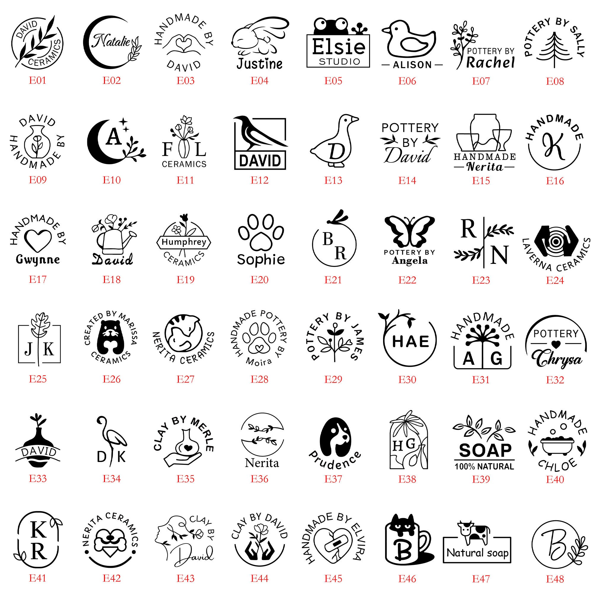 Personalized Pottery Stamp, Ceramic Signature Stamp Logo, Polymer Clay ...