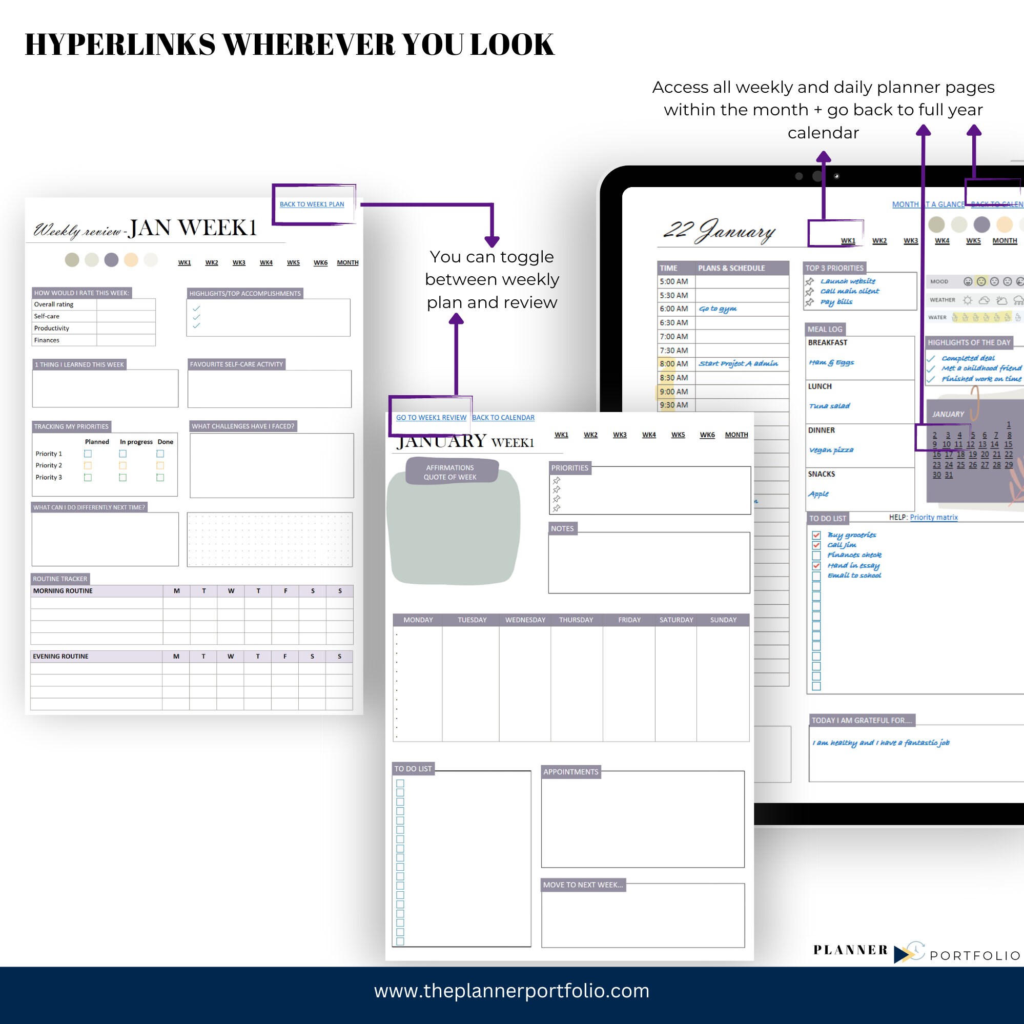 Life Planner, Onenote Templates 2025, Hyperlinked Daily Planner Monthly ...