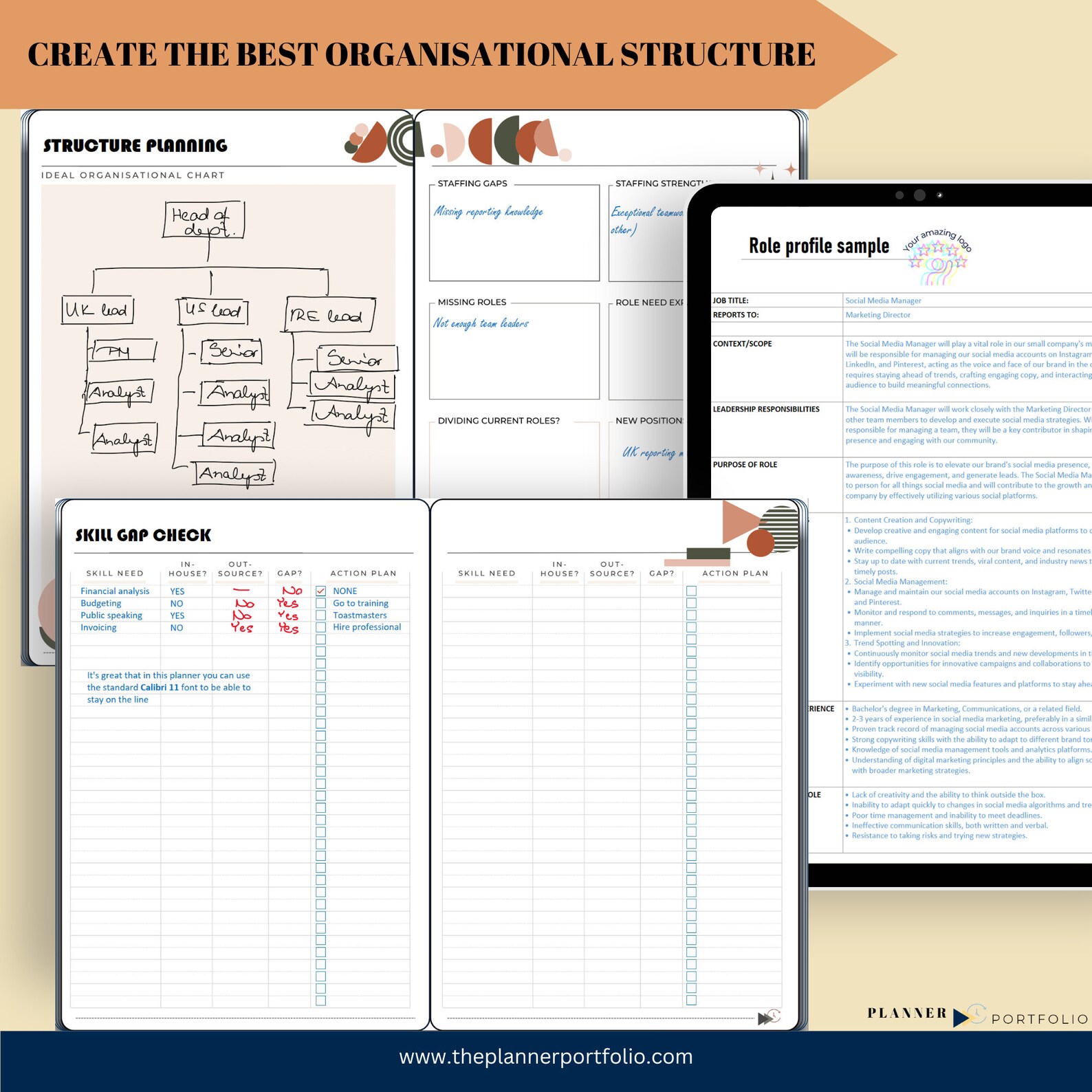 Onenote Templates, Work Planner, Business Planner for Team Manager Boho ...