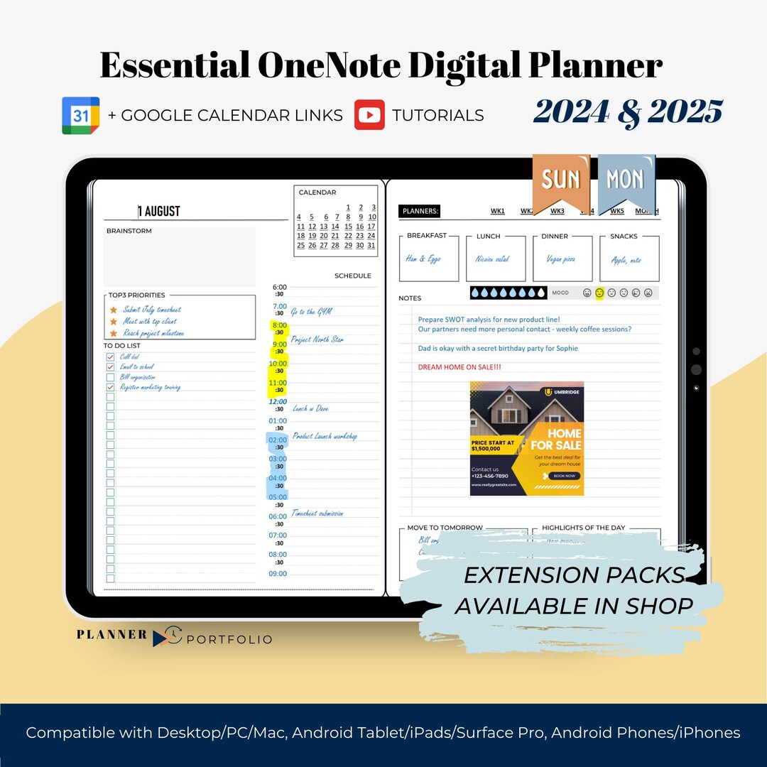 Minimalist Onenote Planner 2025 2024 Onenote Templates. Fully ...