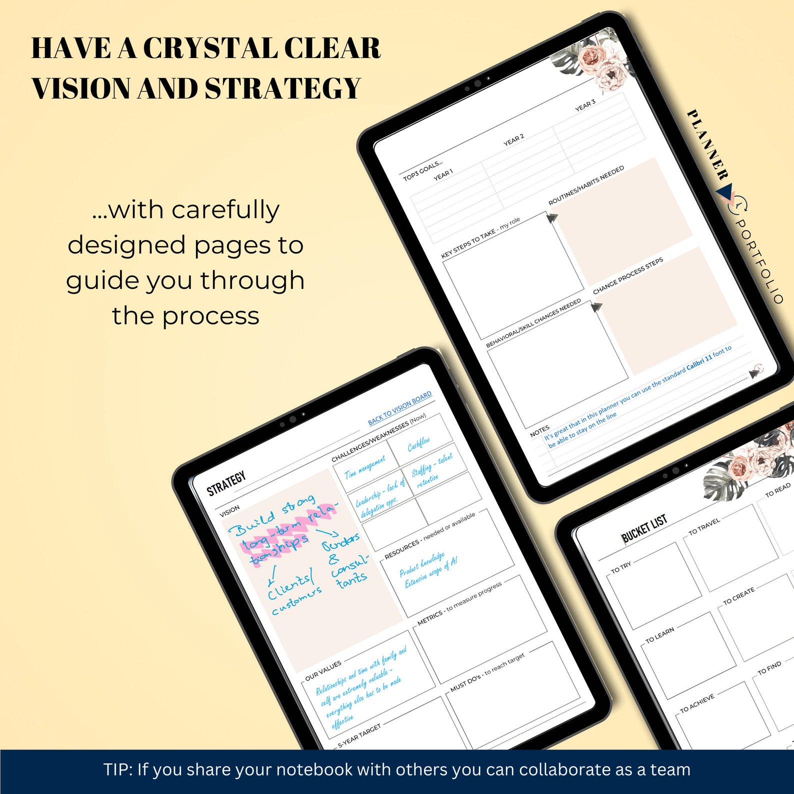 Onenote Planner for Work, Hyperlinked Pink Planner, Onenote Template ...
