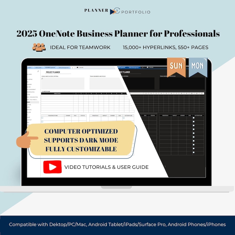 Ultimate Onenote Planner for Work, Dark and Light Mode, Planner for ...