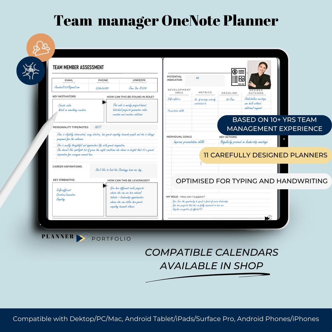 Onenote Planner, Corporate Planner for Team Manager, Minimalist Planner ...