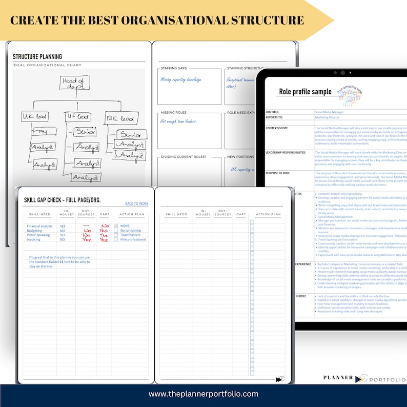 Onenote Planner, Corporate Planner for Team Manager, Minimalist Planner ...