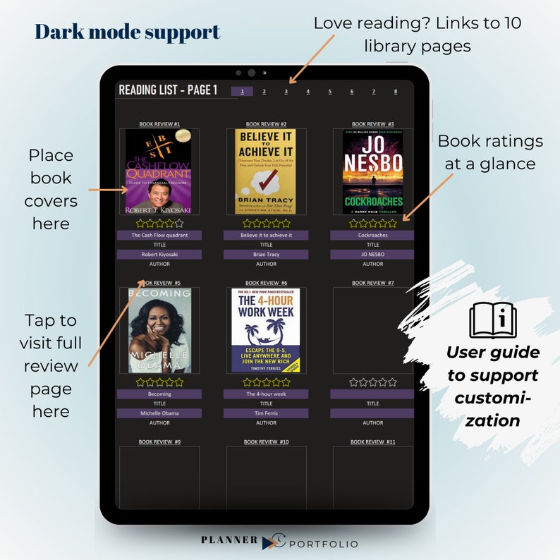 Onenote Reading Journal and Book Review Journal I Fully Hyperlinked ...
