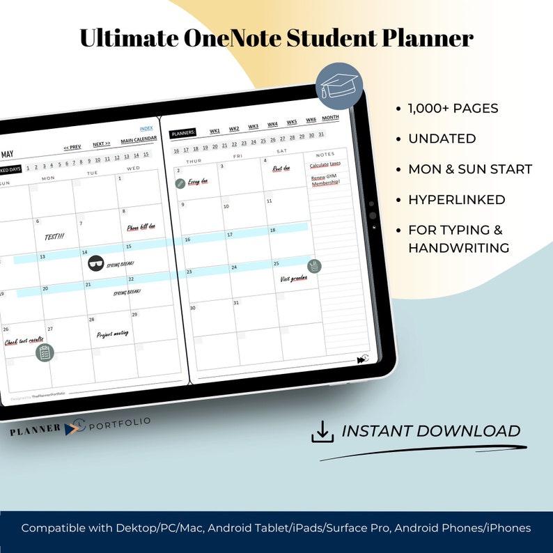 Ultimate Onenote Template for Students, Hyperlinked Daily Study Planner ...