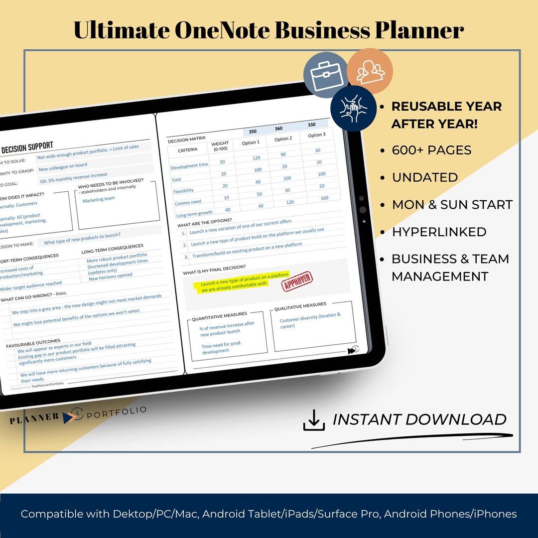Ultimate Onenote Planner for Business Corporate Planner for - Etsy ...