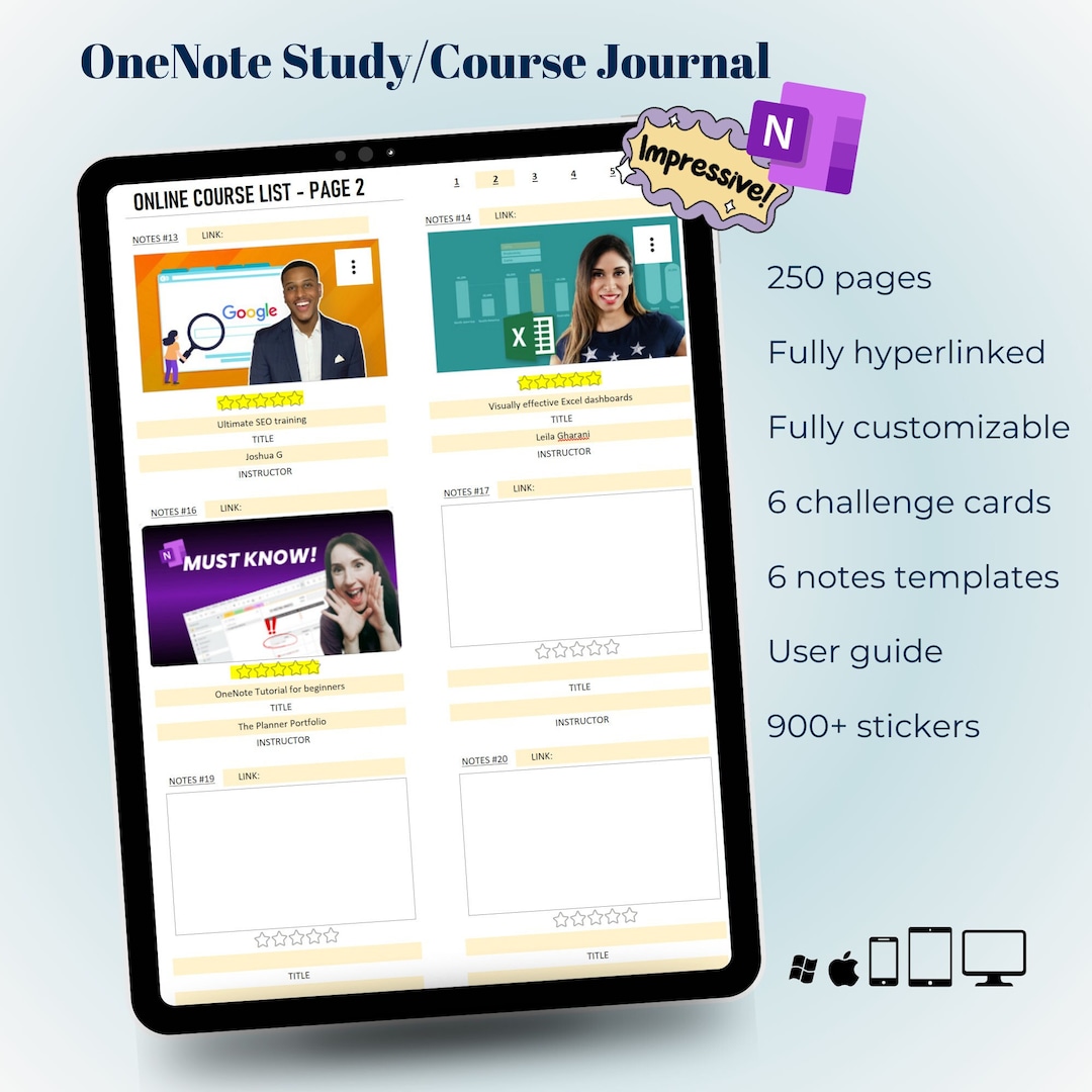 Onenote Study Journal and Study Planner I Light and Dark Mode I Fully ...