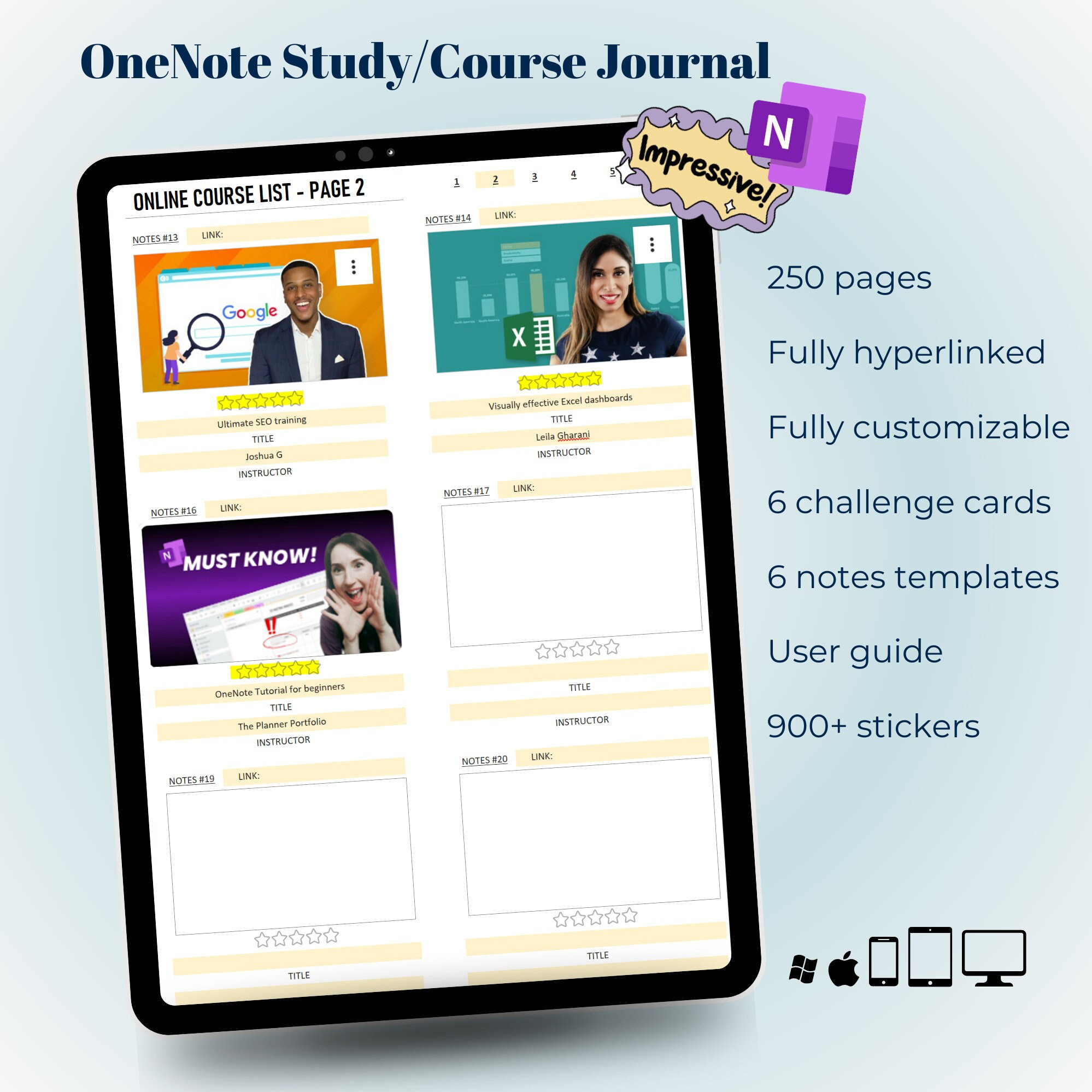 Onenote Study Journal and Study Planner I Light and Dark Mode I Fully ...