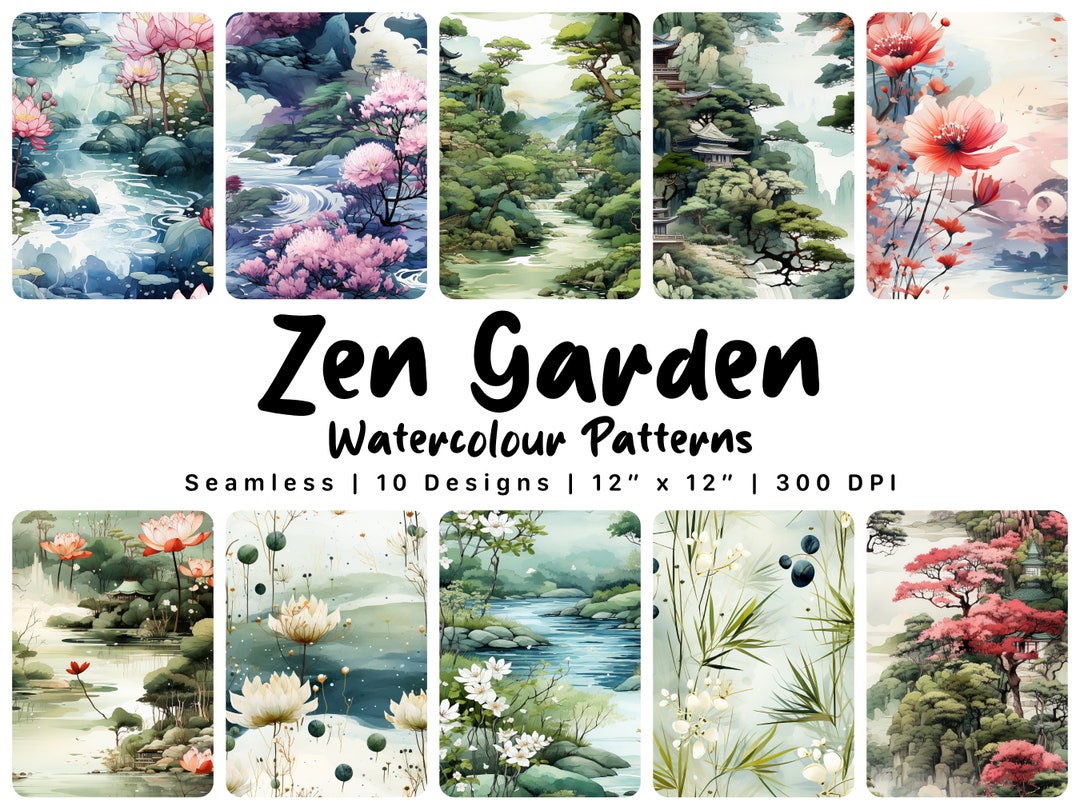 Seamless Zen Garden Patterns - Seamless Digital Paper - 10 Designs - 12 ...