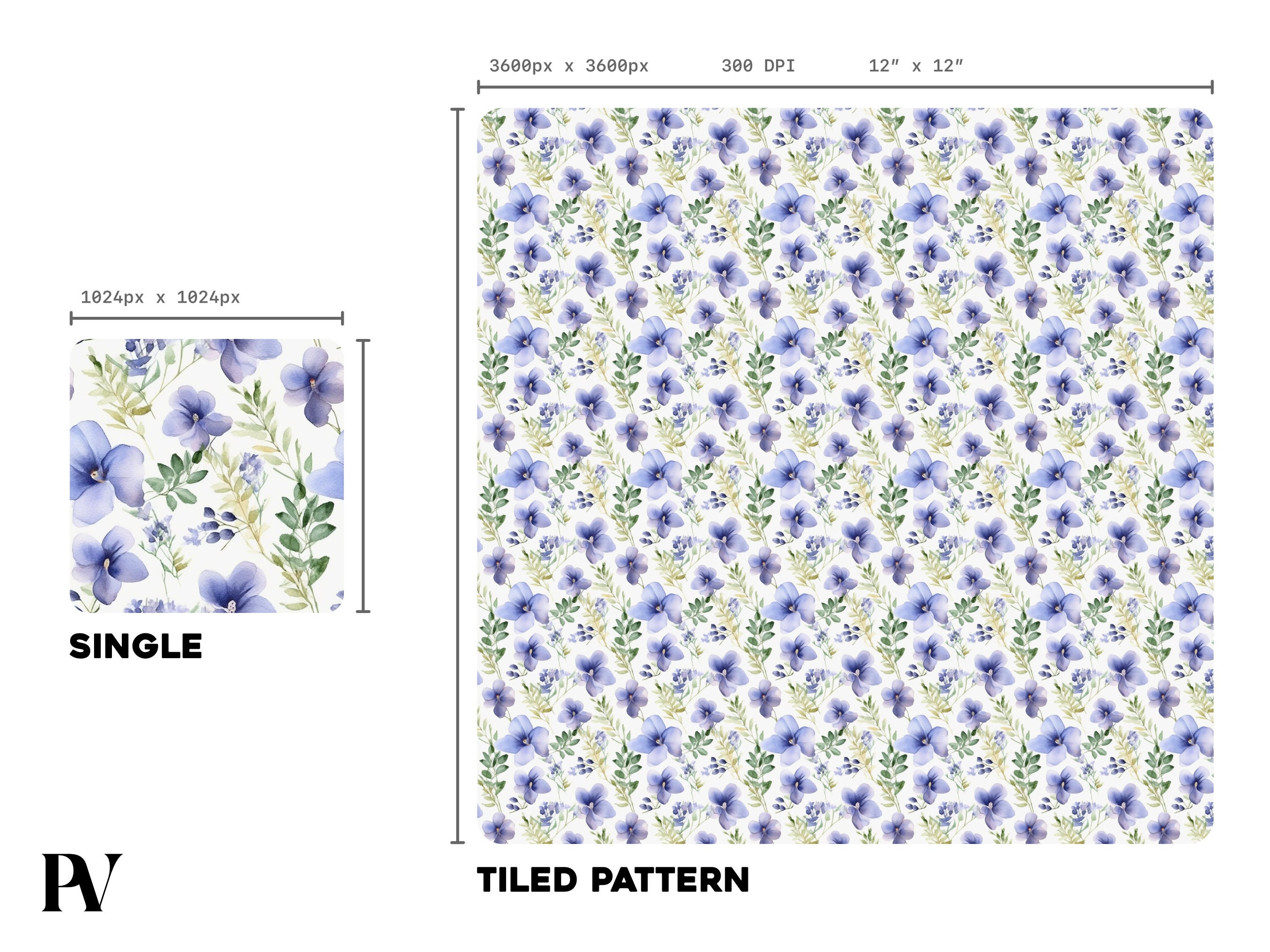 Seamless Watercolour Periwinkle Flower Patterns Seamless Digital Paper ...