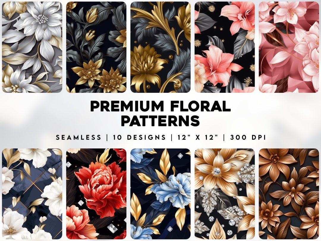 Seamless Floral Digital Paper - Seamless Premium Floral Patterns - 10 ...