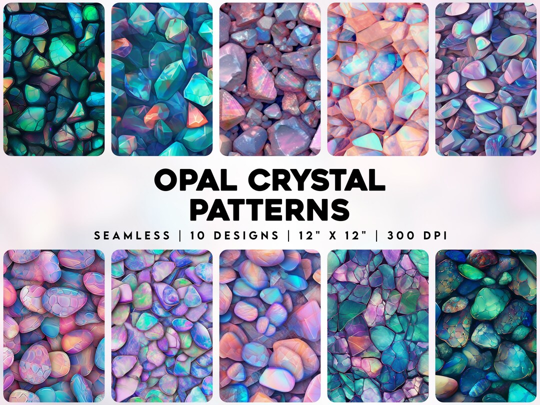 Seamless Opal Crystal Patterns - Seamless Digital Paper - 10 Designs ...