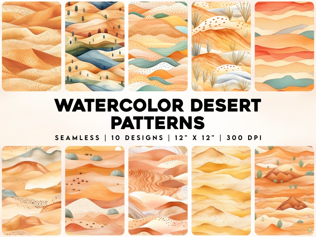 Seamless Watercolour Desert Patterns - Seamless Digital Paper - 10 ...