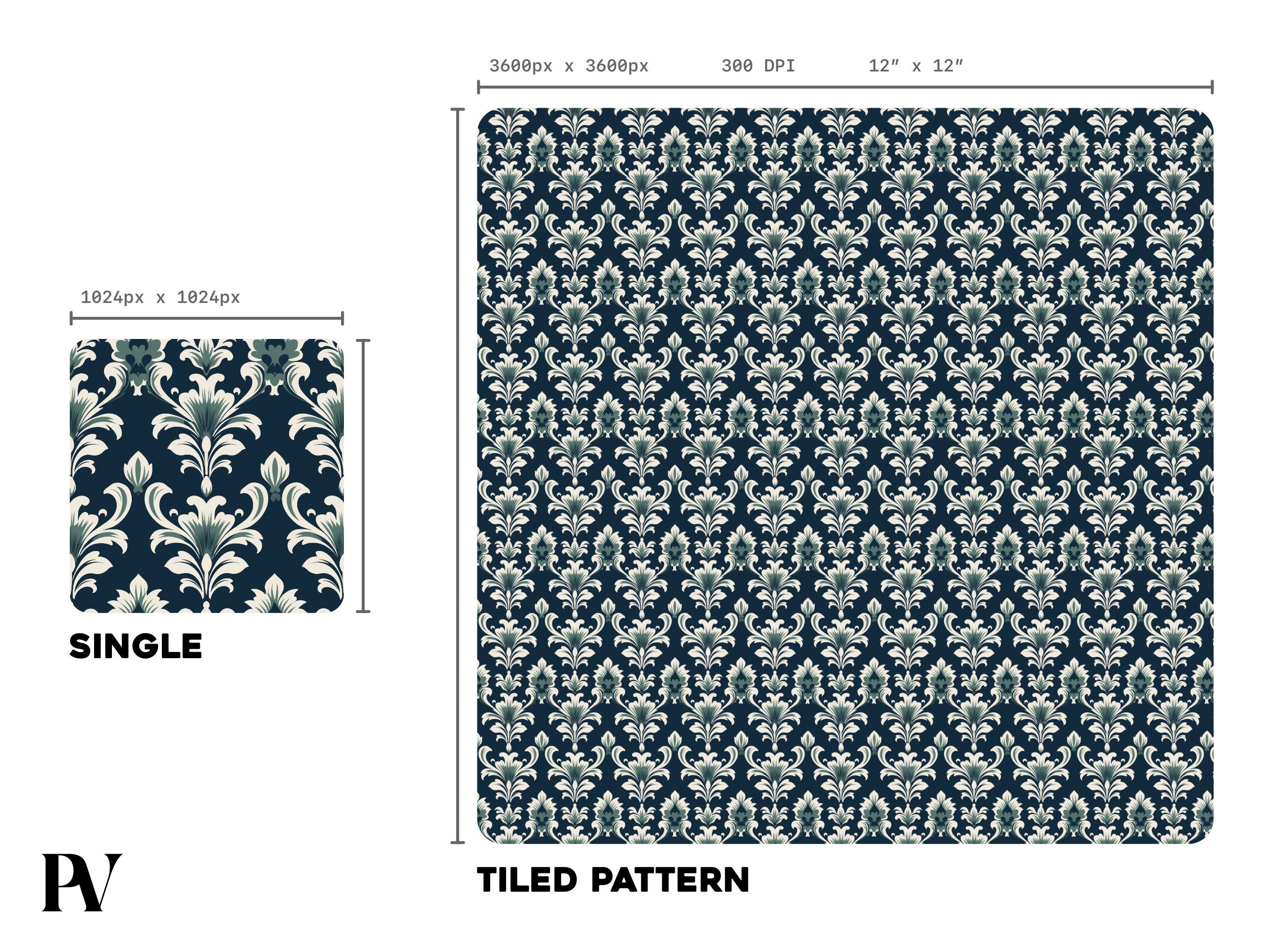 Seamless Vintage Damask Patterns - Seamless Digital Paper - 10 Designs ...