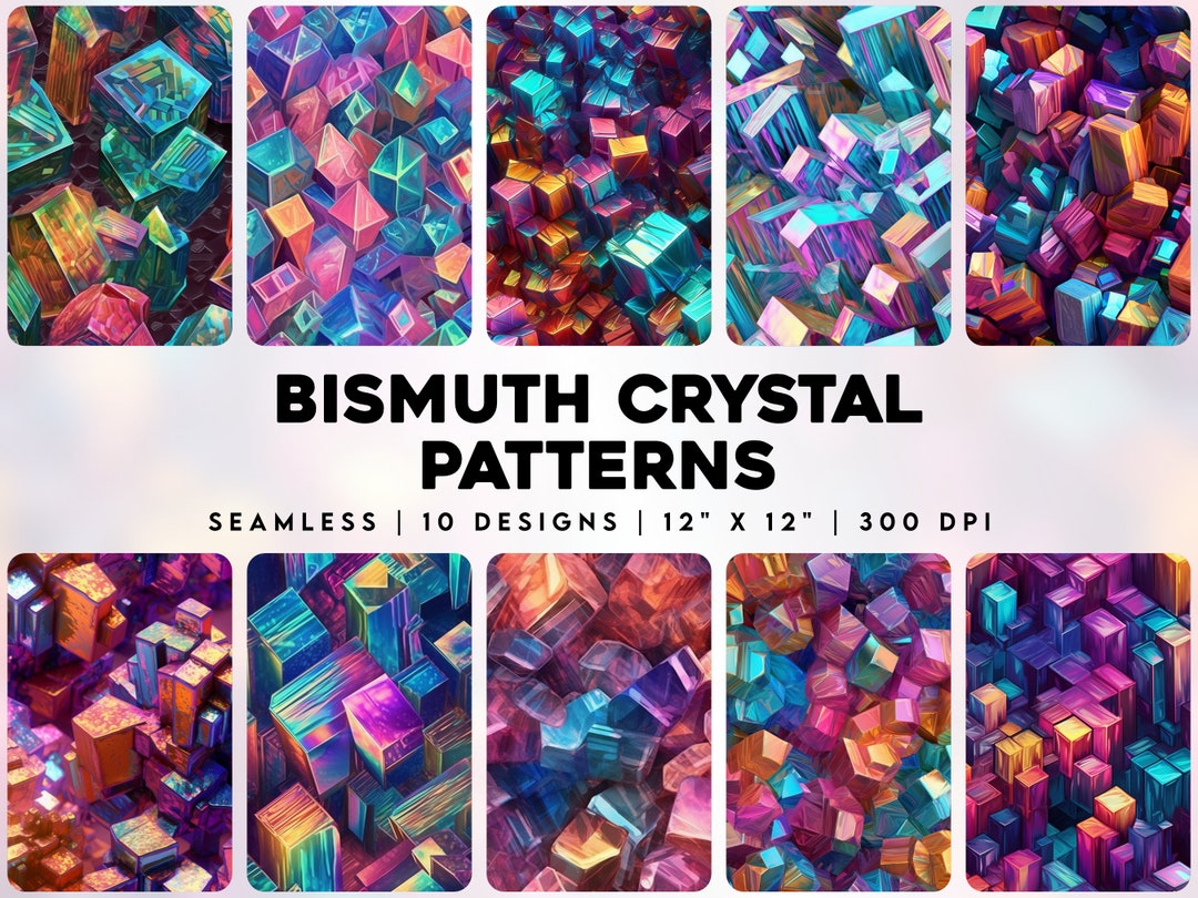 Seamless Bismuth Crystal Patterns - Seamless Digital Paper - 10 Designs ...