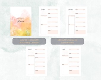 2023 2024 Printable Calendar Bundle Portrait, Editable, Monthly ...