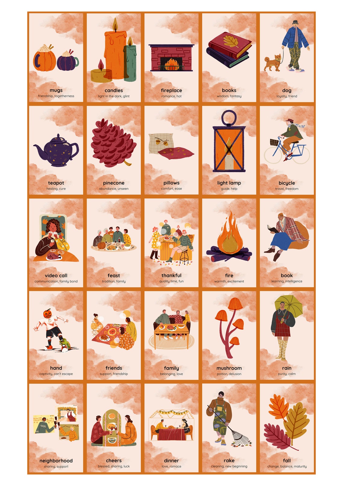 50 Printable Fall Oracle Deck WITH BACK Printable Autumn - Etsy