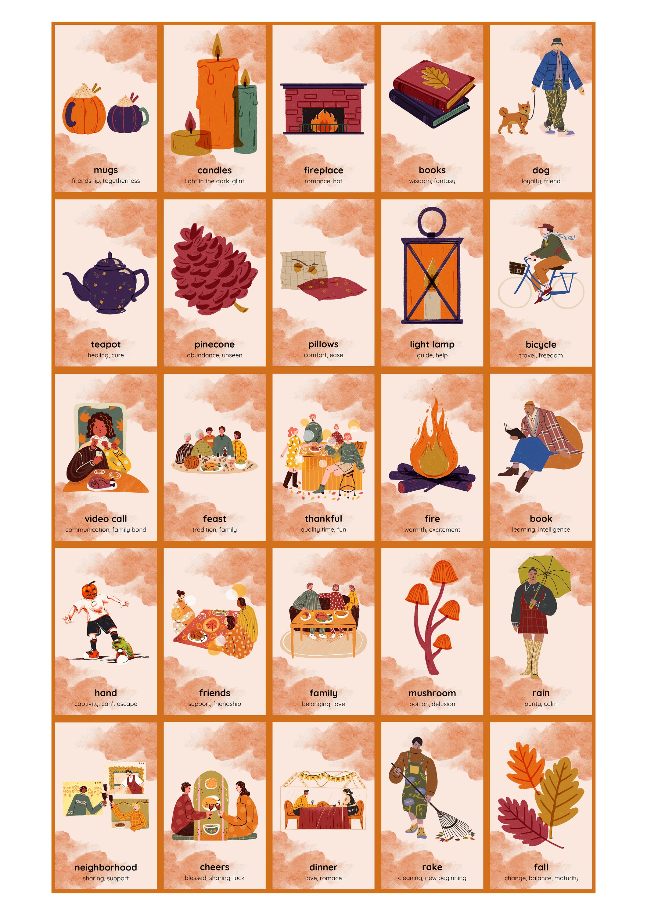 50 Printable Fall Oracle Deck WITH BACK Printable Autumn - Etsy