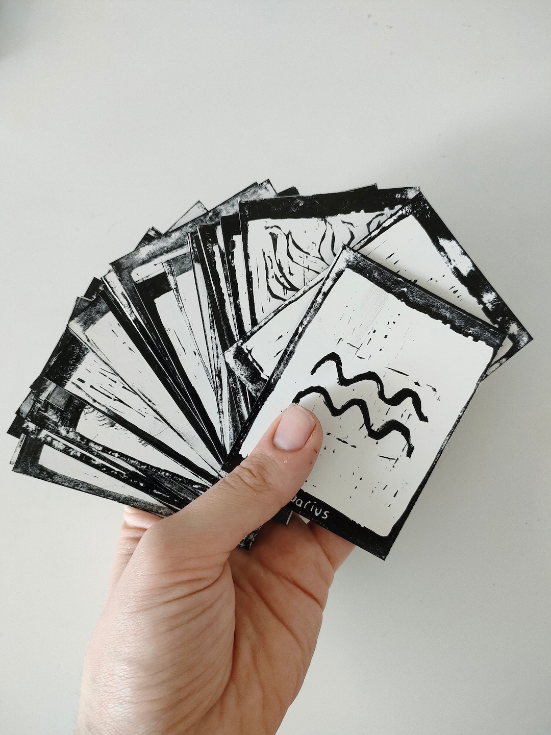 Astrology Oracle Deck Linocut Print Handmade Oracle Cards Custom Tarot ...