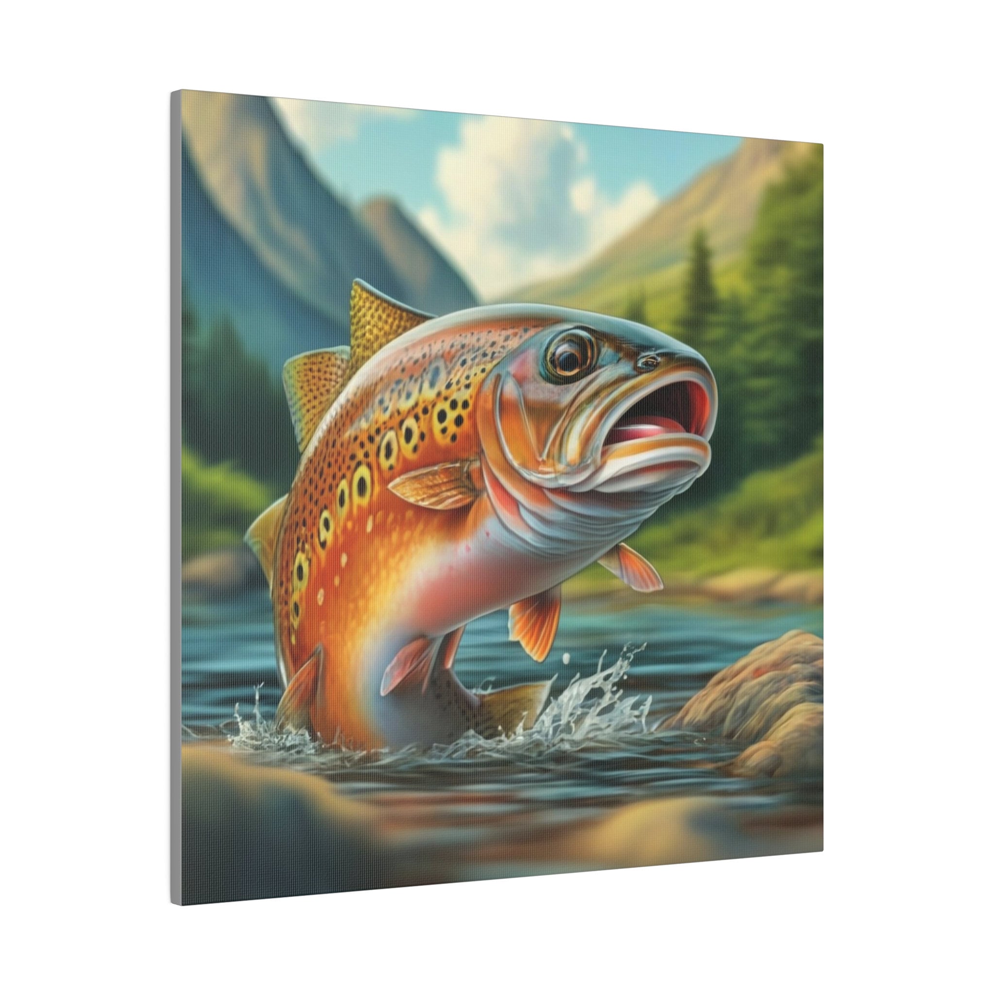 Brown Trout Art Square Canvas - Etsy