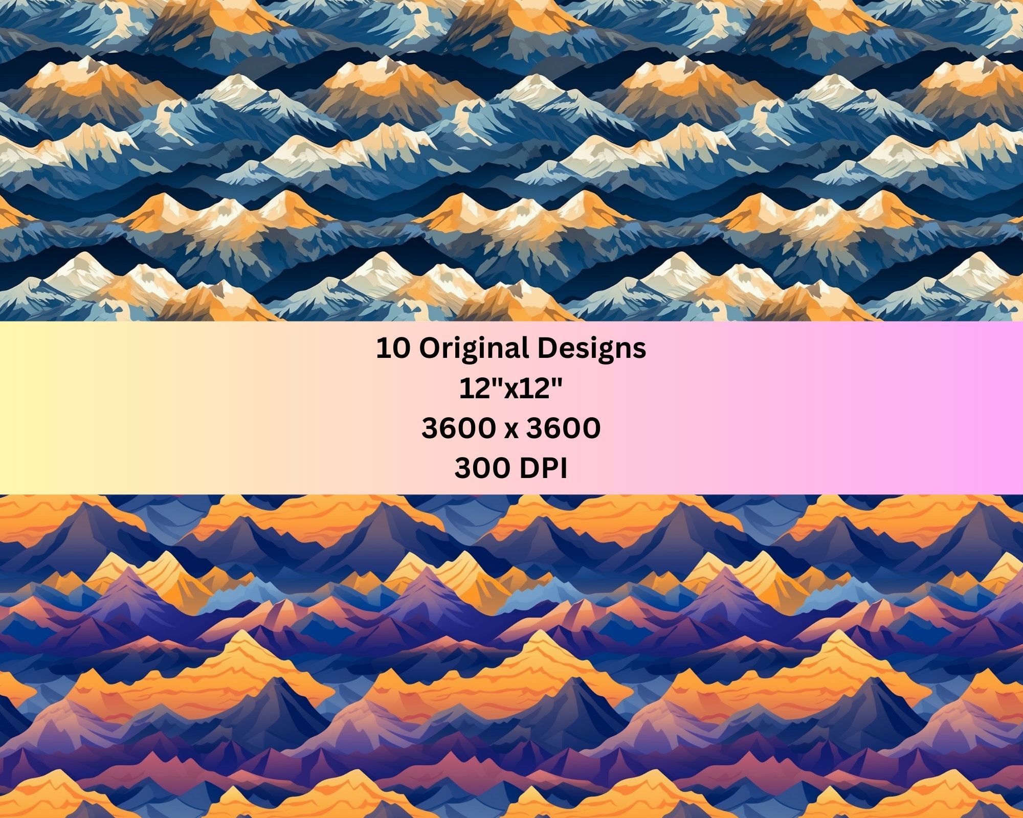 Beautiful Mountain Ranges Seamless Pattern Collection (10 Patterns) - Etsy