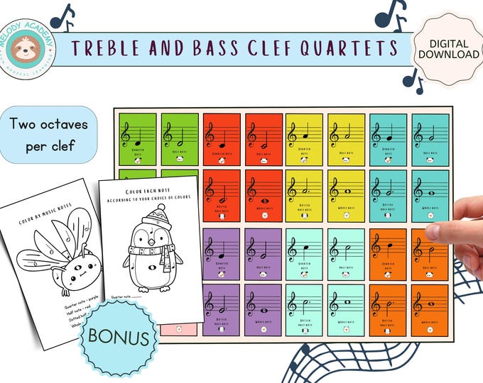 Treble & Bass Clef Quartet Music Education Theory Piano Teacher ...